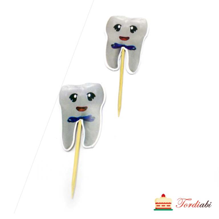 Tordi/ koogi topper, esimene hammas, sinise lipsukesega - 2 tk - Tordiabi