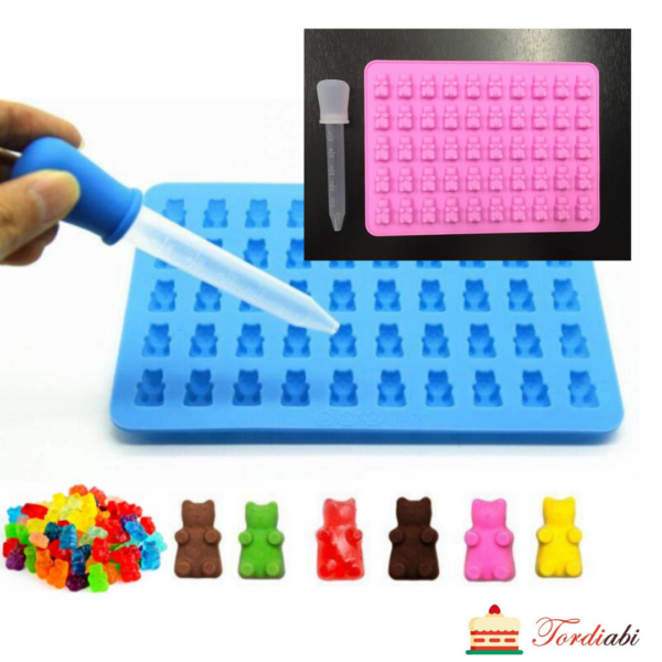 Silikoonvorm/ kommivorm, väikesed Mõmmid + tilguti - Tordiabi