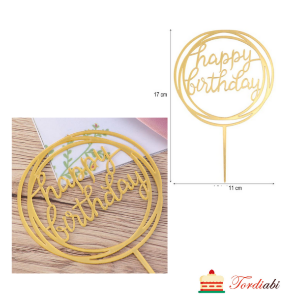 Tordi topper - happy birthday (väikese algustähega) ringide sees ...