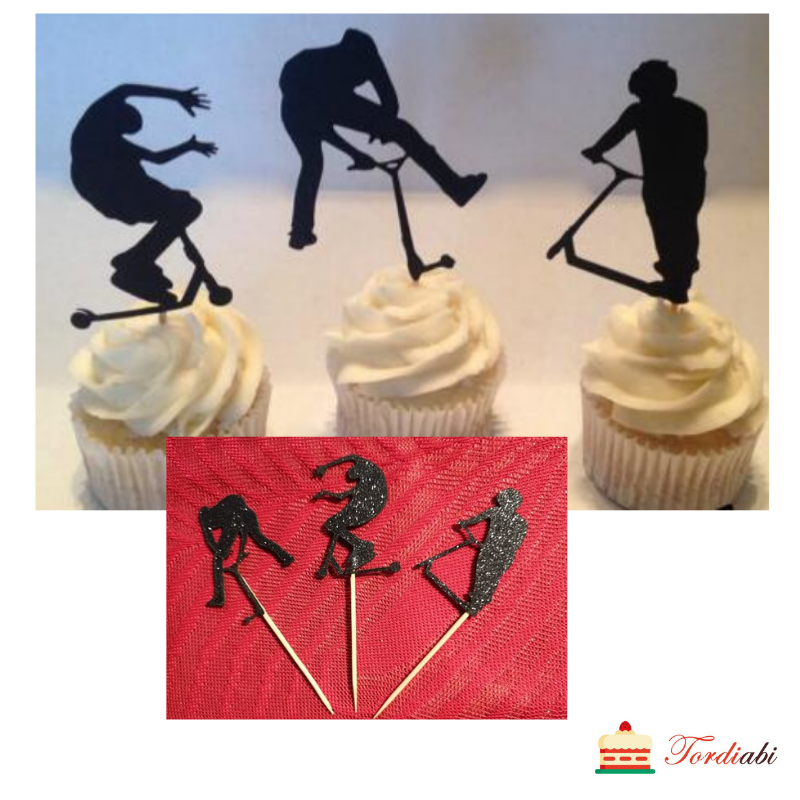 Tordi/ koogi topperid, mustad sädelevad tõukerattad/ tõuksid - 3 tk ...