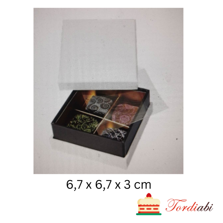 Valge kaanega kommikarp 4-le kommile - 6,7 x 6,7 x 3 cm - Tordiabi