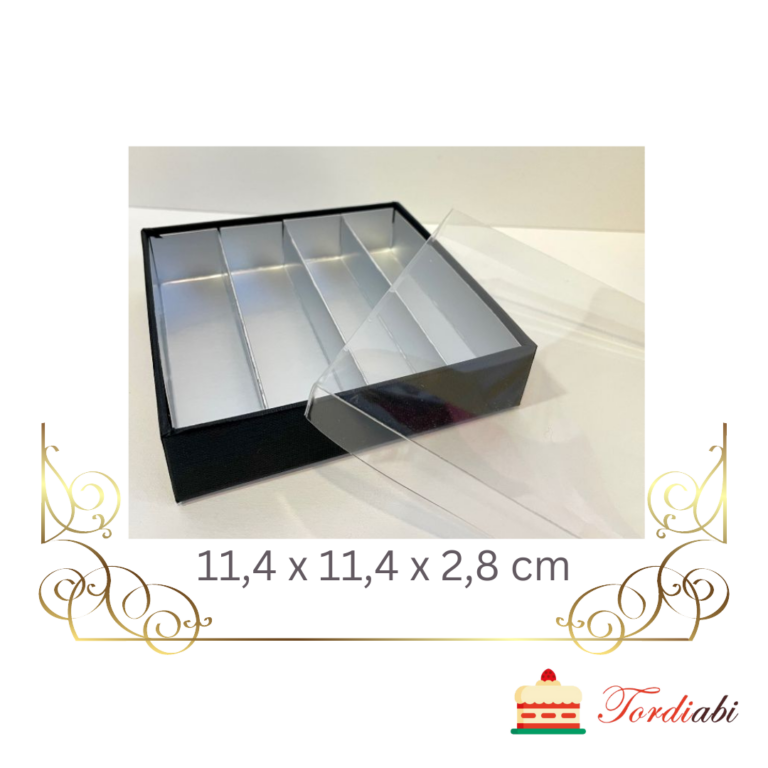 Must kommikarp 12-le kommile, läbipaistev plastkaas - 11,4 x 11,4 x 2,8 ...