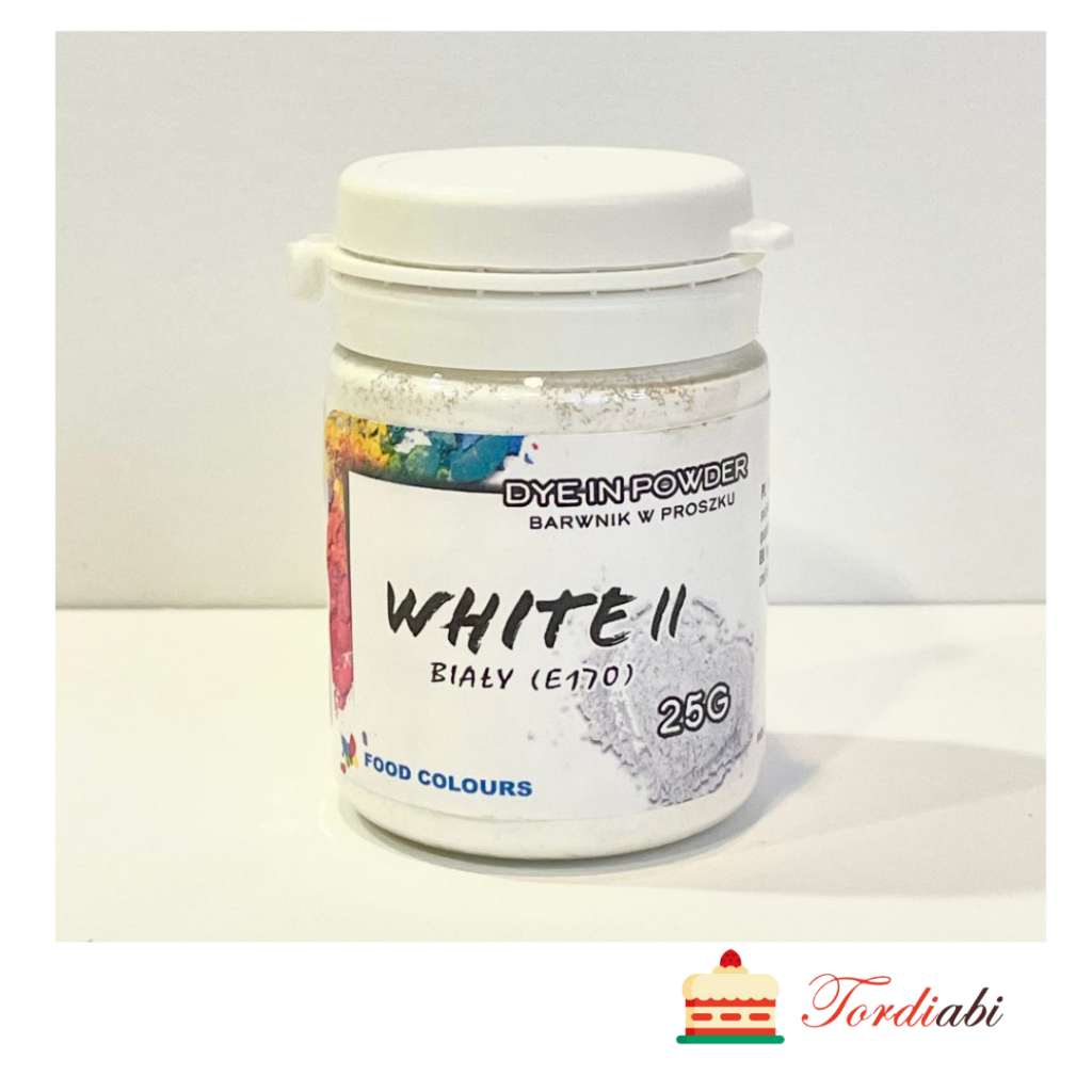 Valge pulber-toiduvärv E171-vaba WHITE COLOUR POWDER - 25 g - Tordiabi