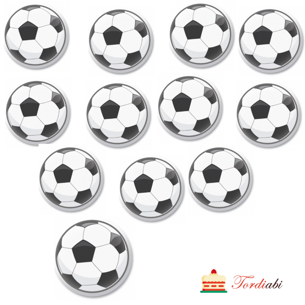 Suhkrudekoor - 2D jalgpalli logod beseest, läbimõõt 4 cm - 12 tk/pk ...