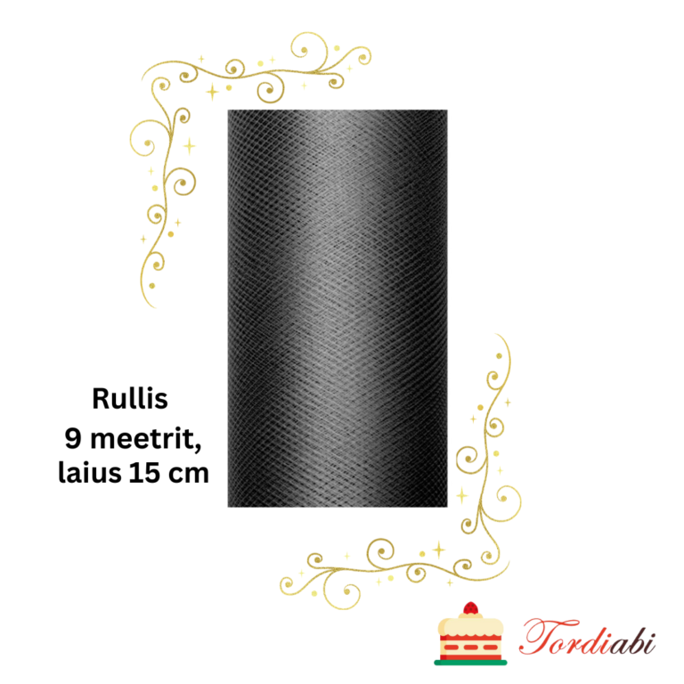 Must tüll/ lai pael, laius 15 cm - 9 meetrit/ rull - Tordiabi