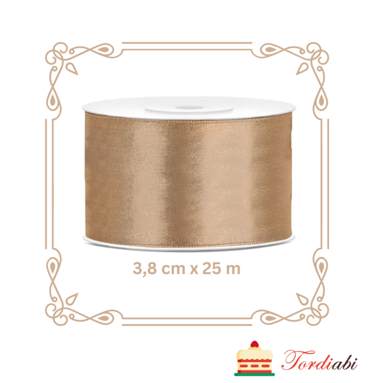 Kuldne satiinist pael LIGHT GOLD, laius 3,8 cm - 25 m - Tordiabi
