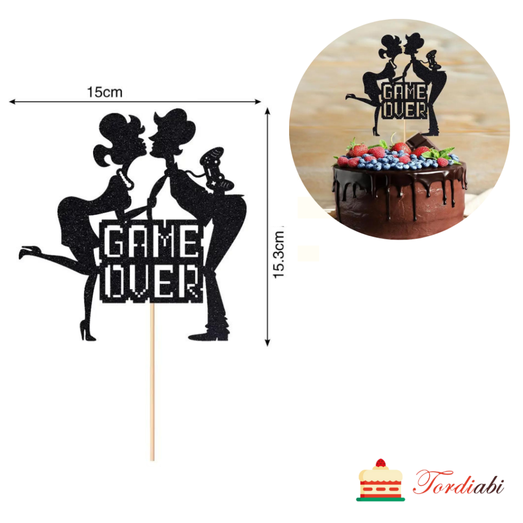 Topper pulmatordile/ kihlumiseks GAME OVER/ MÄNG LÄBI - Tordiabi