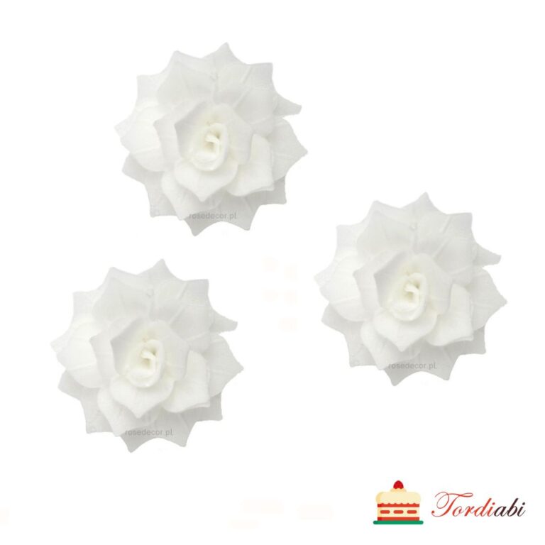 Vahvlikaunistus, valged roosid ROSALIA 4 cm - 3 tk - Tordiabi